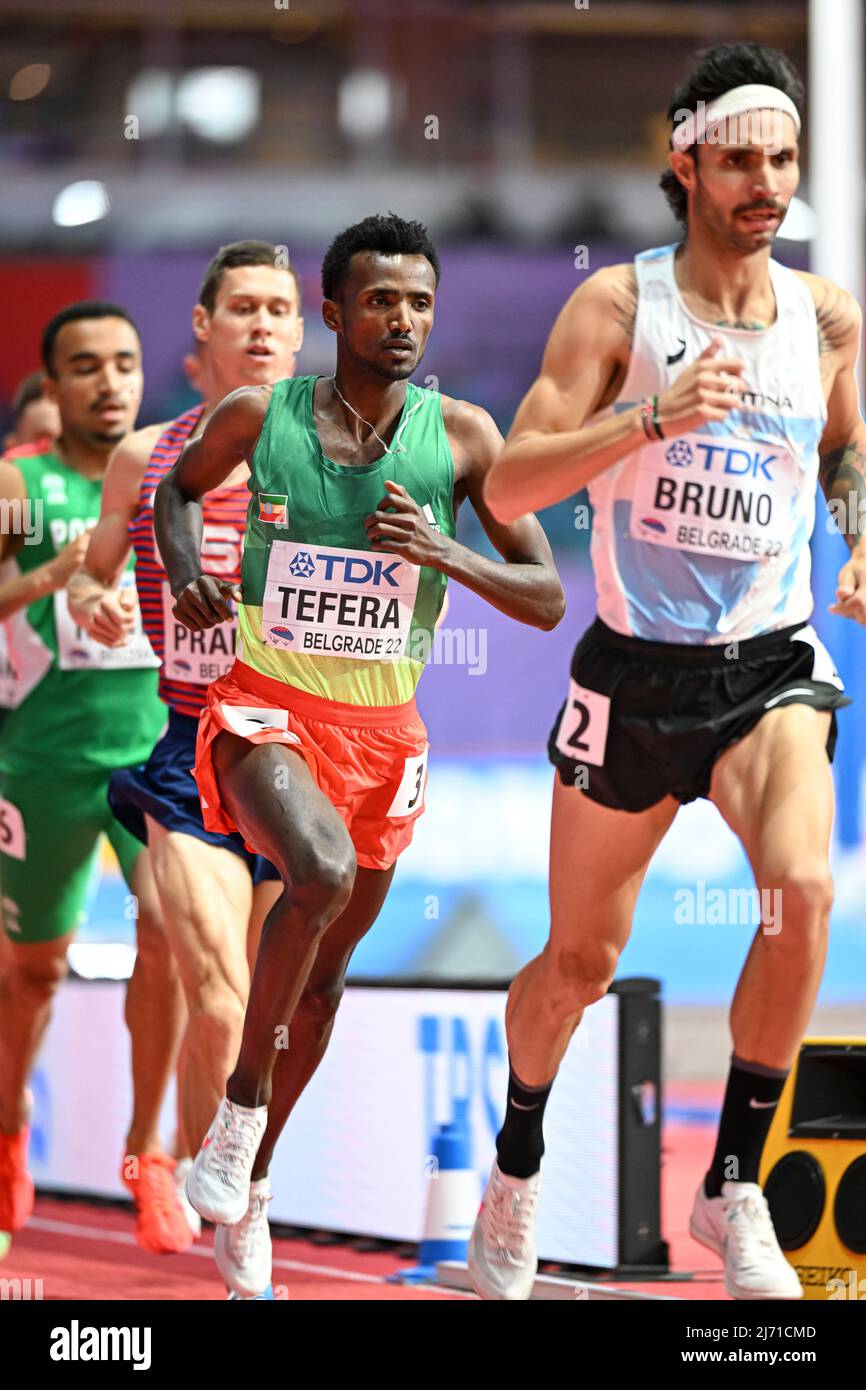 Samuel Tefera participating in the Belgrade 2022 World Indoor ...