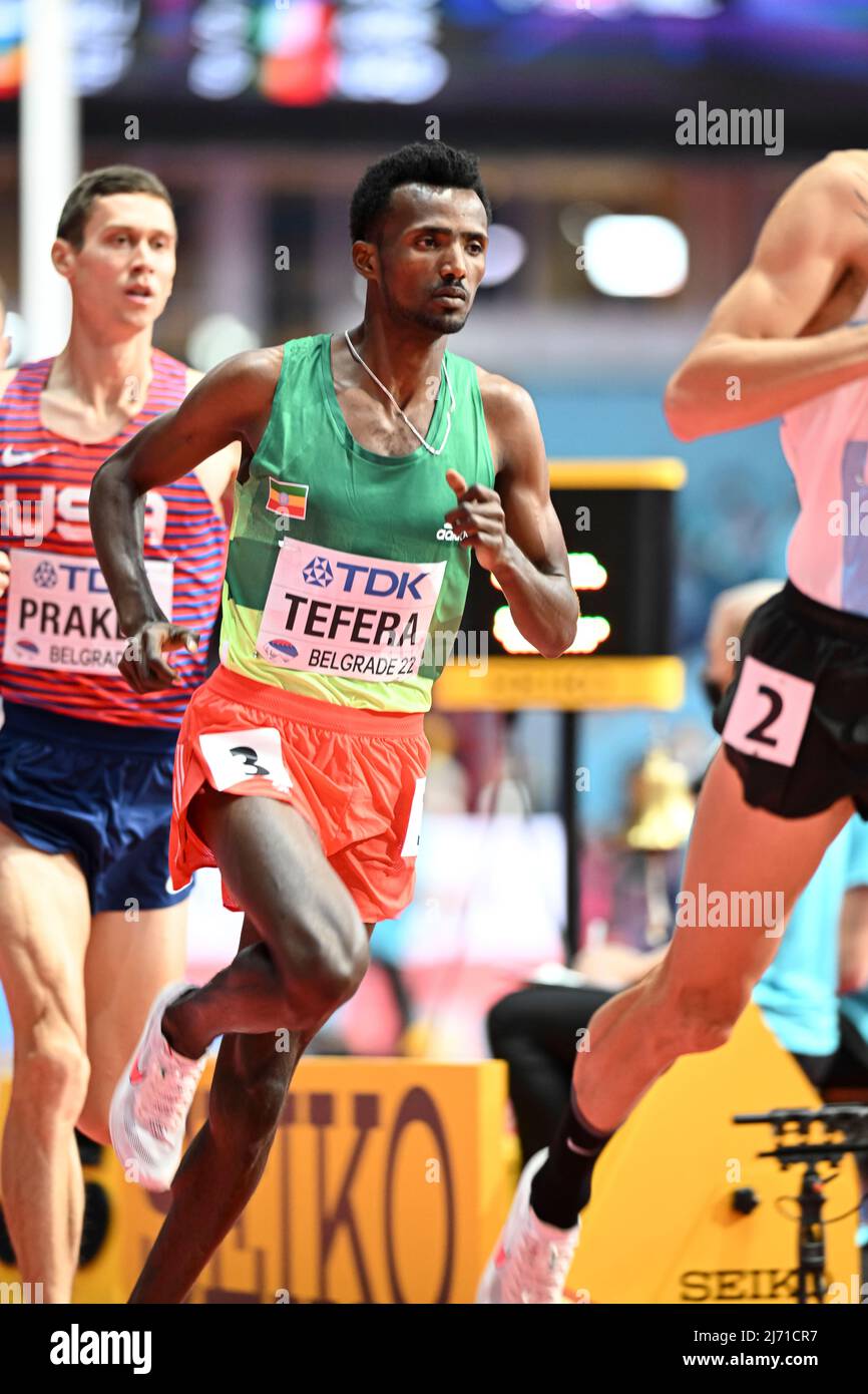 Samuel Tefera participating in the Belgrade 2022 World Indoor ...
