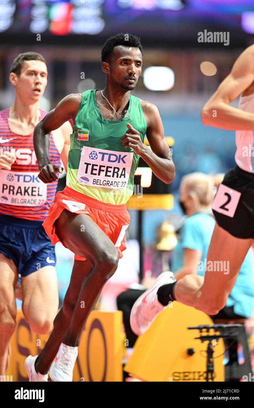 Samuel Tefera participating in the Belgrade 2022 World Indoor ...