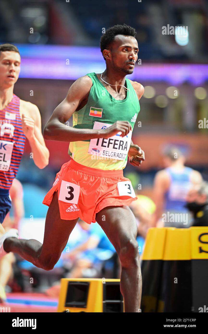 Samuel Tefera participating in the Belgrade 2022 World Indoor ...