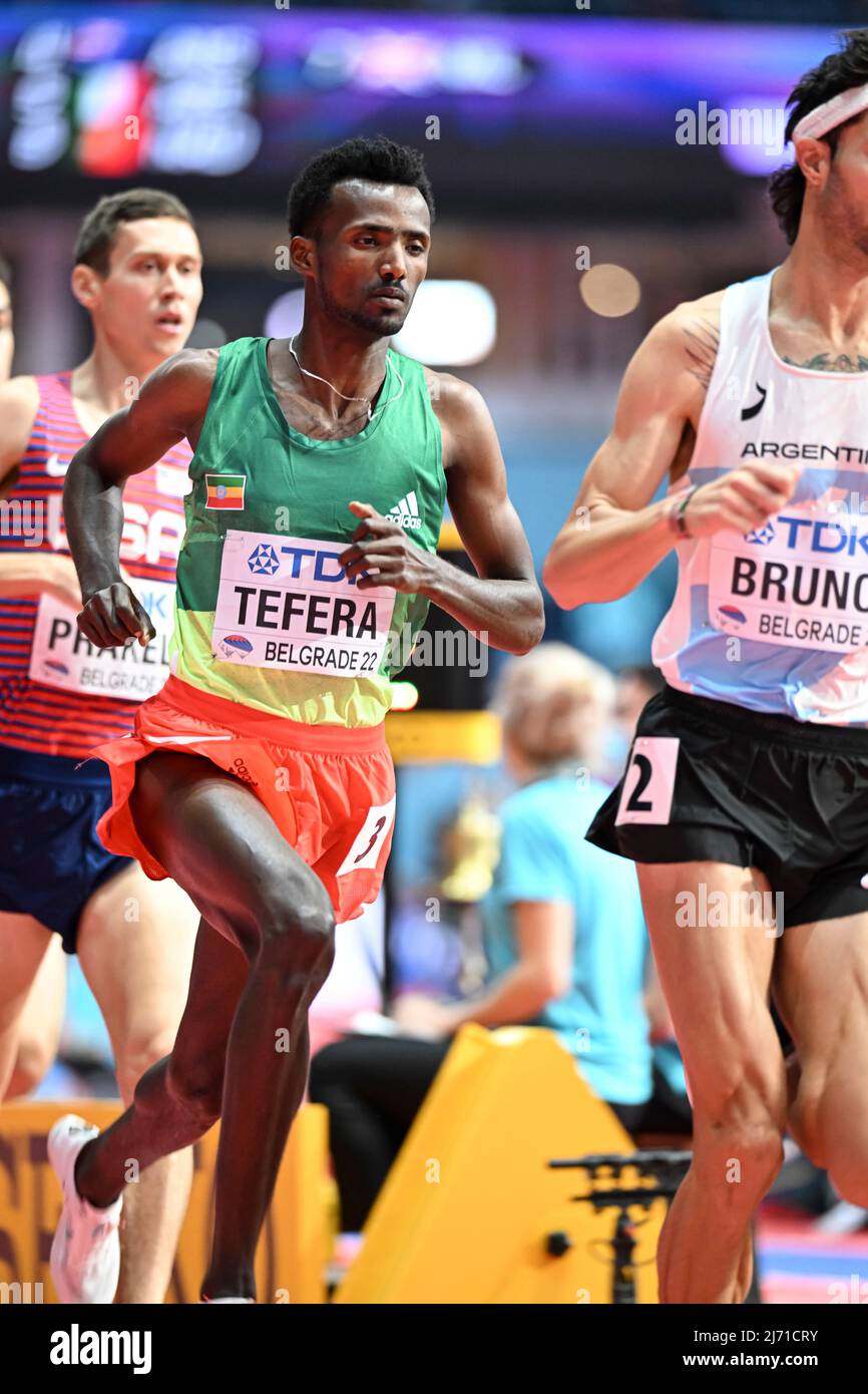 Samuel Tefera participating in the Belgrade 2022 World Indoor ...