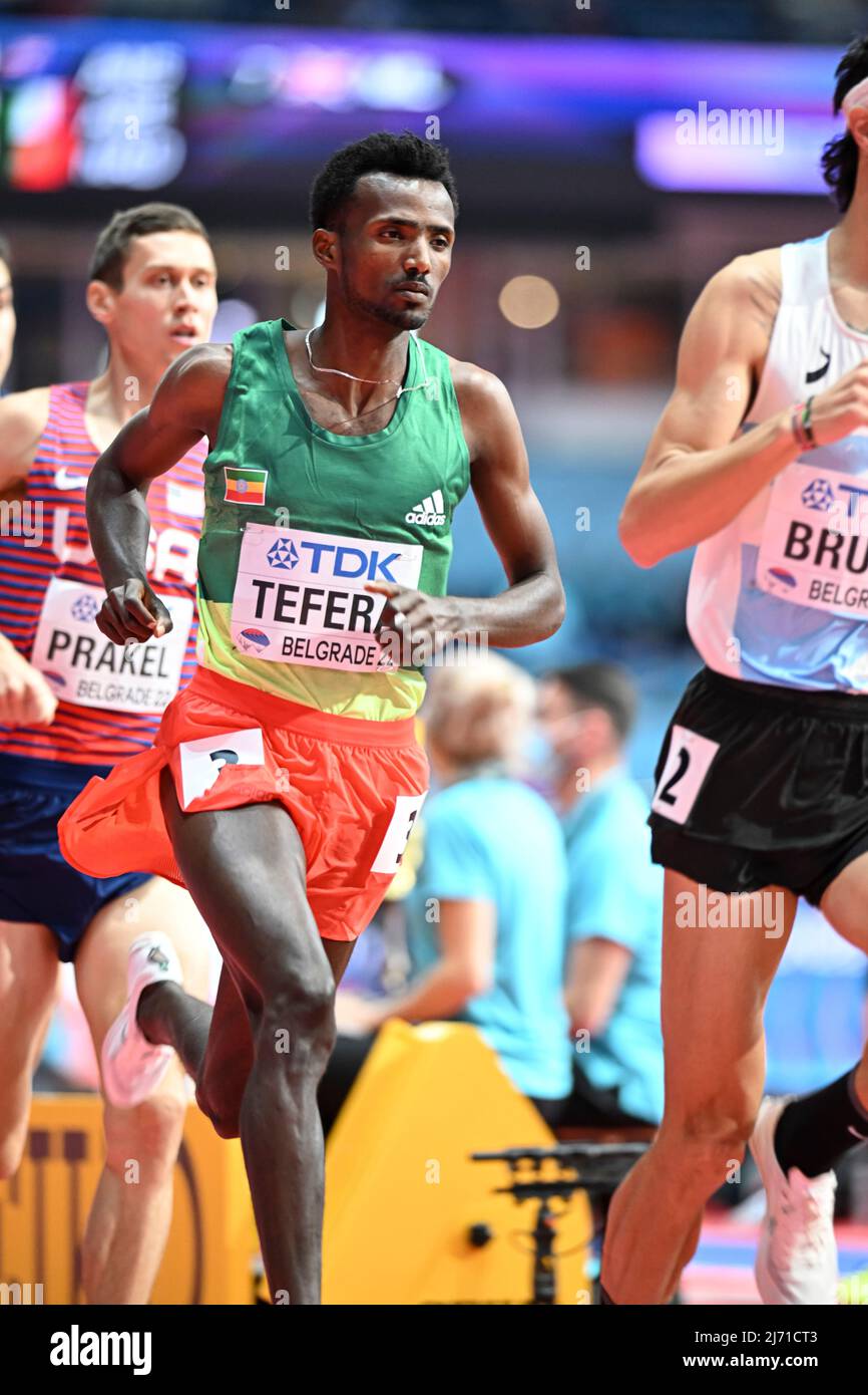 Samuel Tefera participating in the Belgrade 2022 World Indoor ...