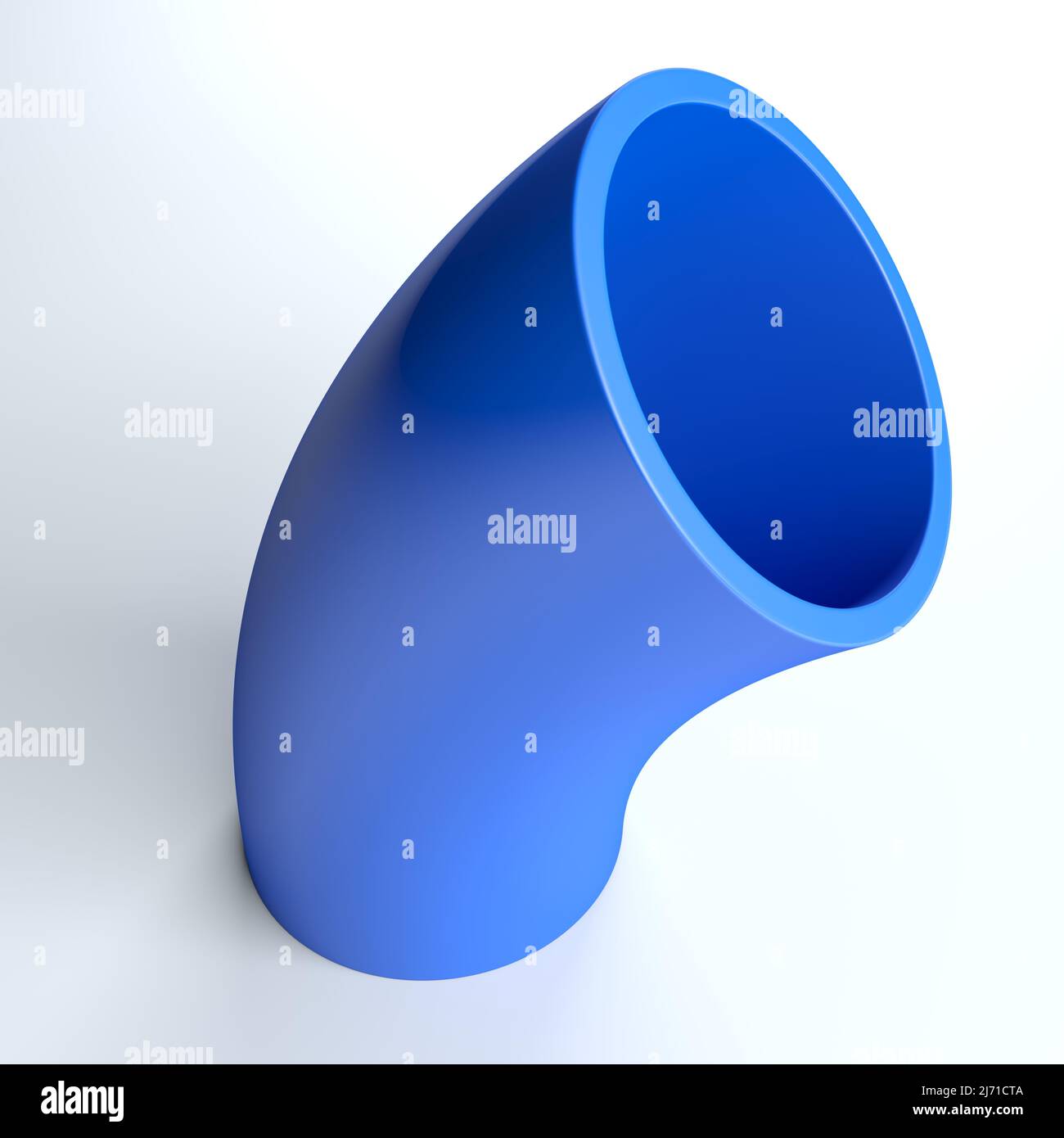 Blue abstract curved tube on white surface - 3D rendering illustration ...
