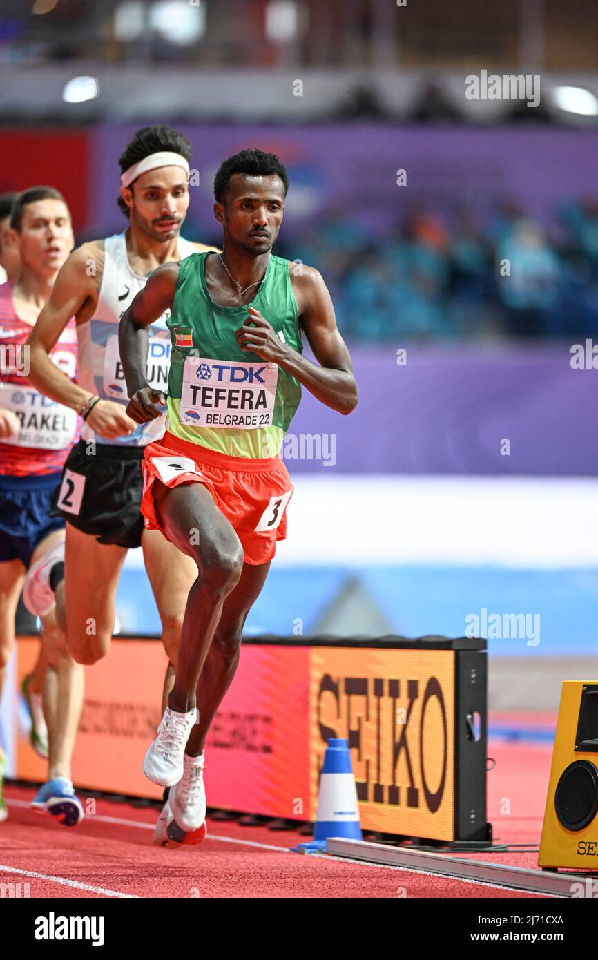 Samuel Tefera participating in the Belgrade 2022 World Indoor ...