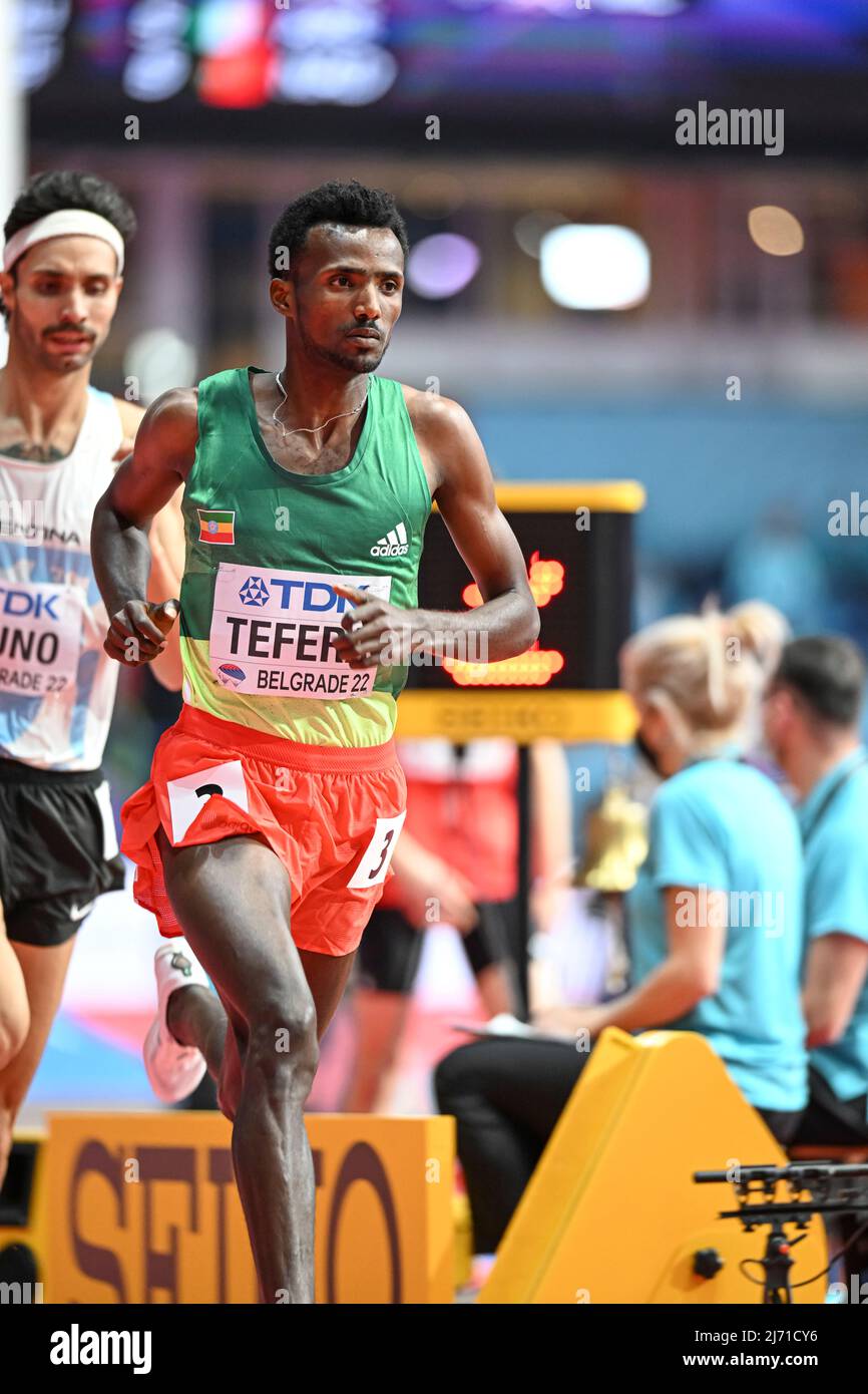 Samuel Tefera participating in the Belgrade 2022 World Indoor ...