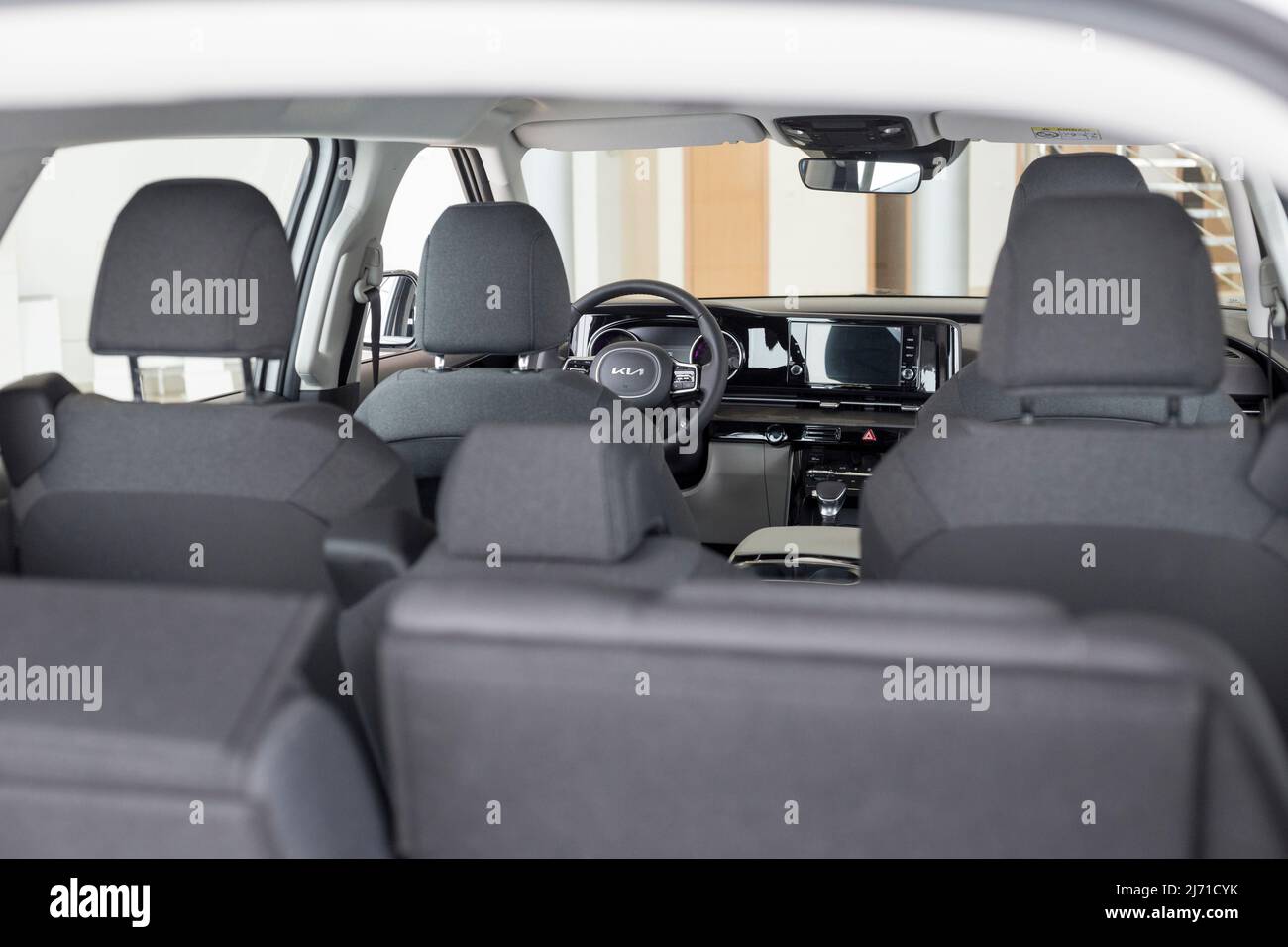 Russia, Izhevsk - February 17, 2022: KIA showroom. Interior of new ...