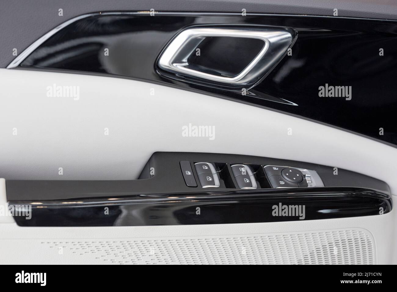 Russia, Izhevsk - February 17, 2022: KIA showroom. Details of driver ...