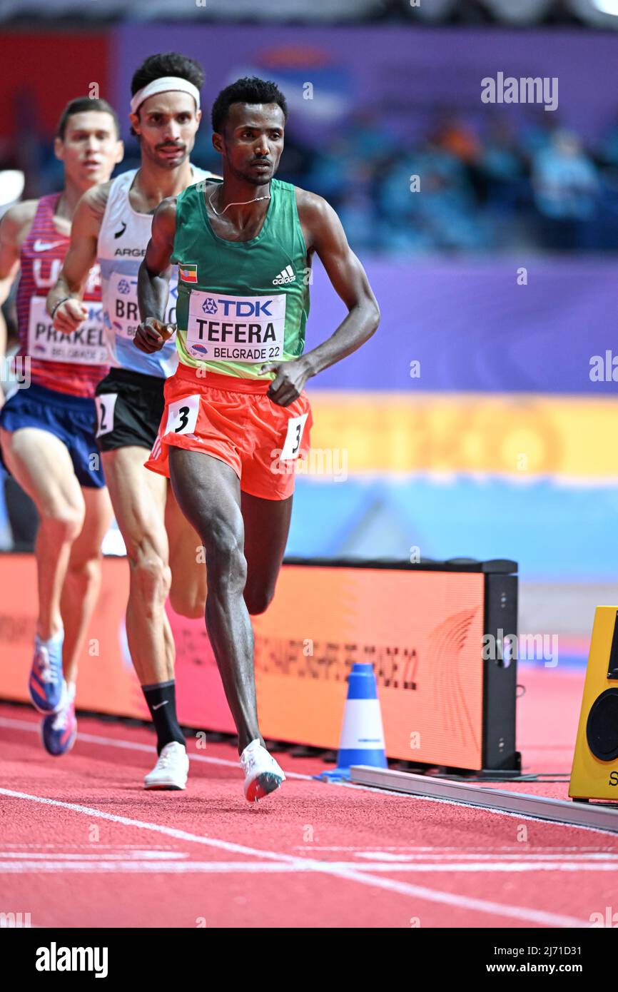 Samuel Tefera participating in the Belgrade 2022 World Indoor ...