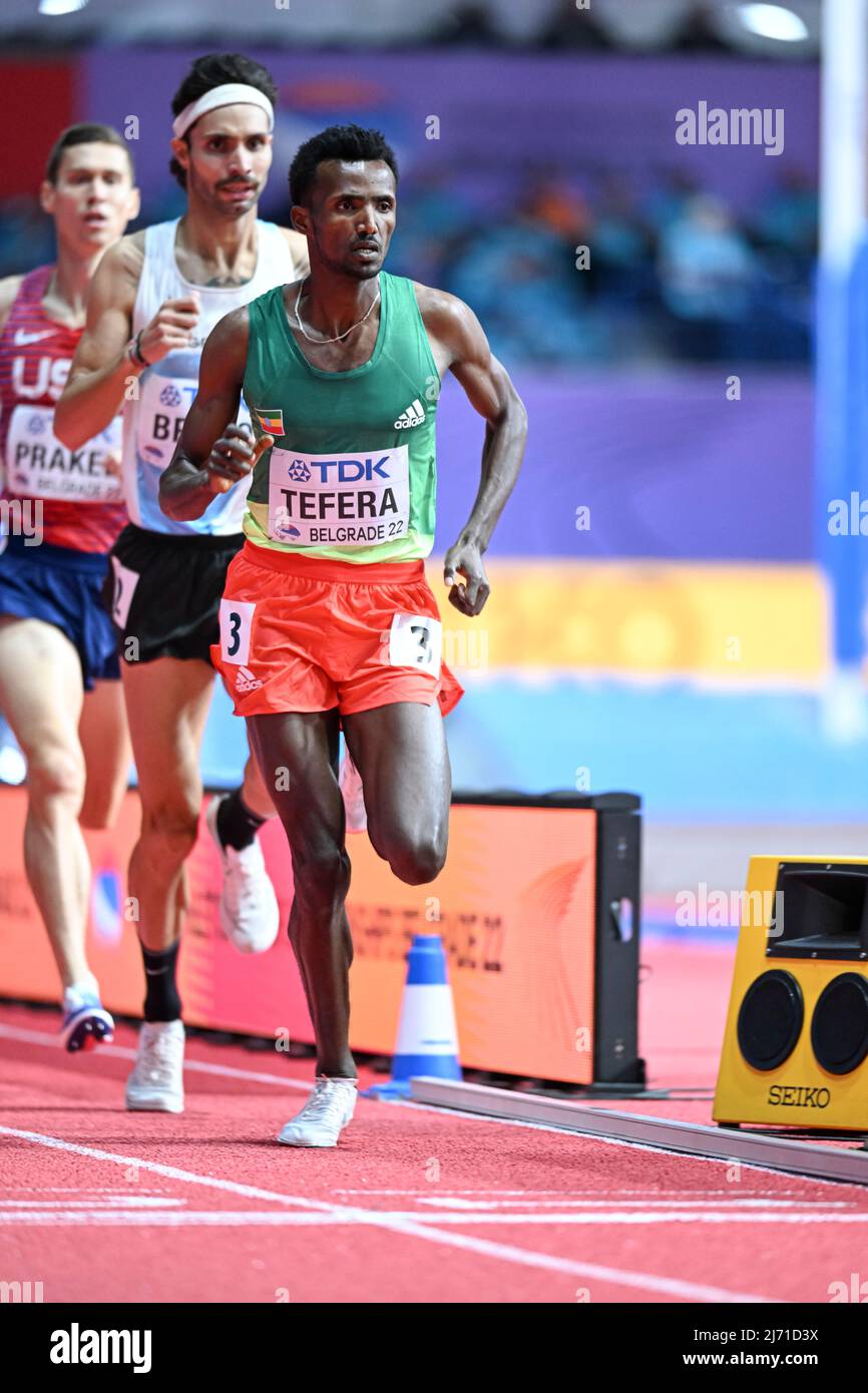 Samuel Tefera participating in the Belgrade 2022 World Indoor ...