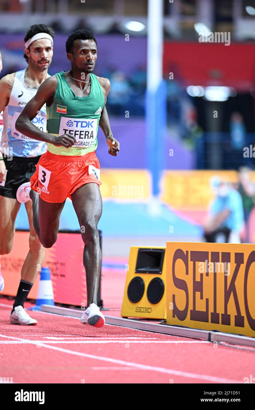 Samuel Tefera participating in the Belgrade 2022 World Indoor ...