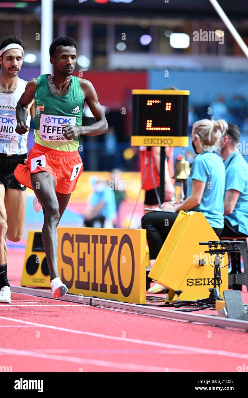 Samuel Tefera participating in the Belgrade 2022 World Indoor ...