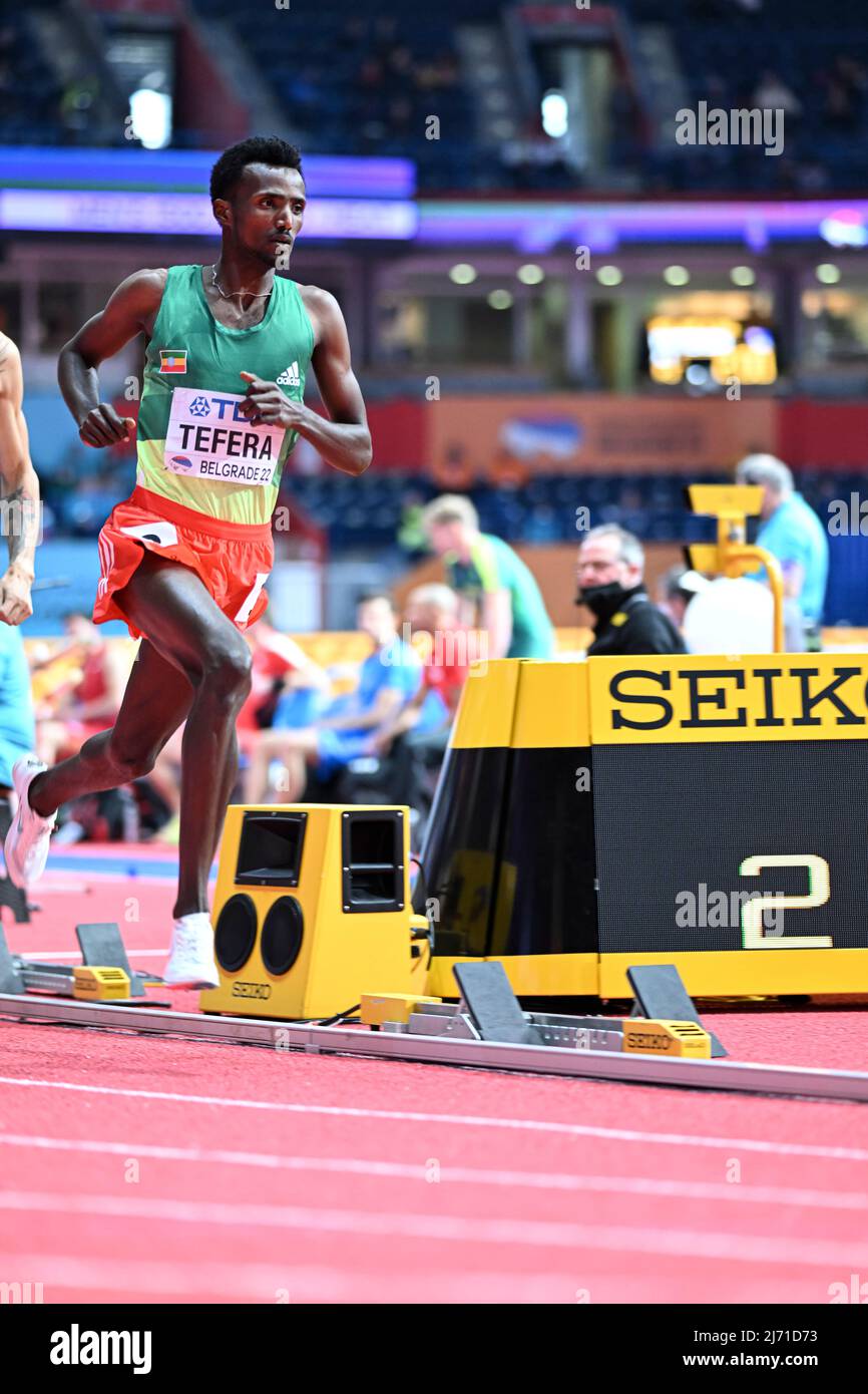 Samuel Tefera participating in the Belgrade 2022 World Indoor ...