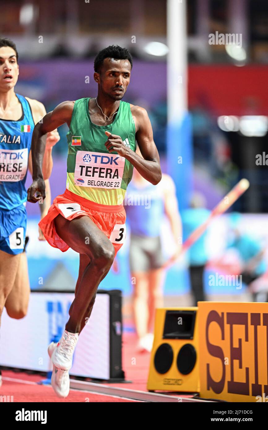 Samuel Tefera participating in the Belgrade 2022 World Indoor ...