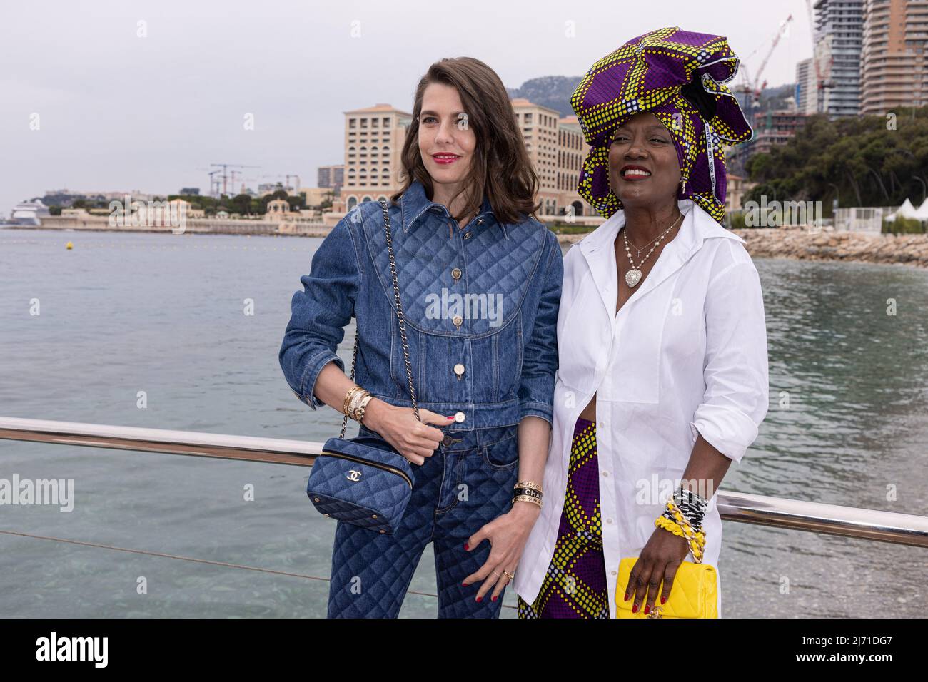 Charlotte Casiraghi and Khadja Nin pose before the runway of Chanel ...