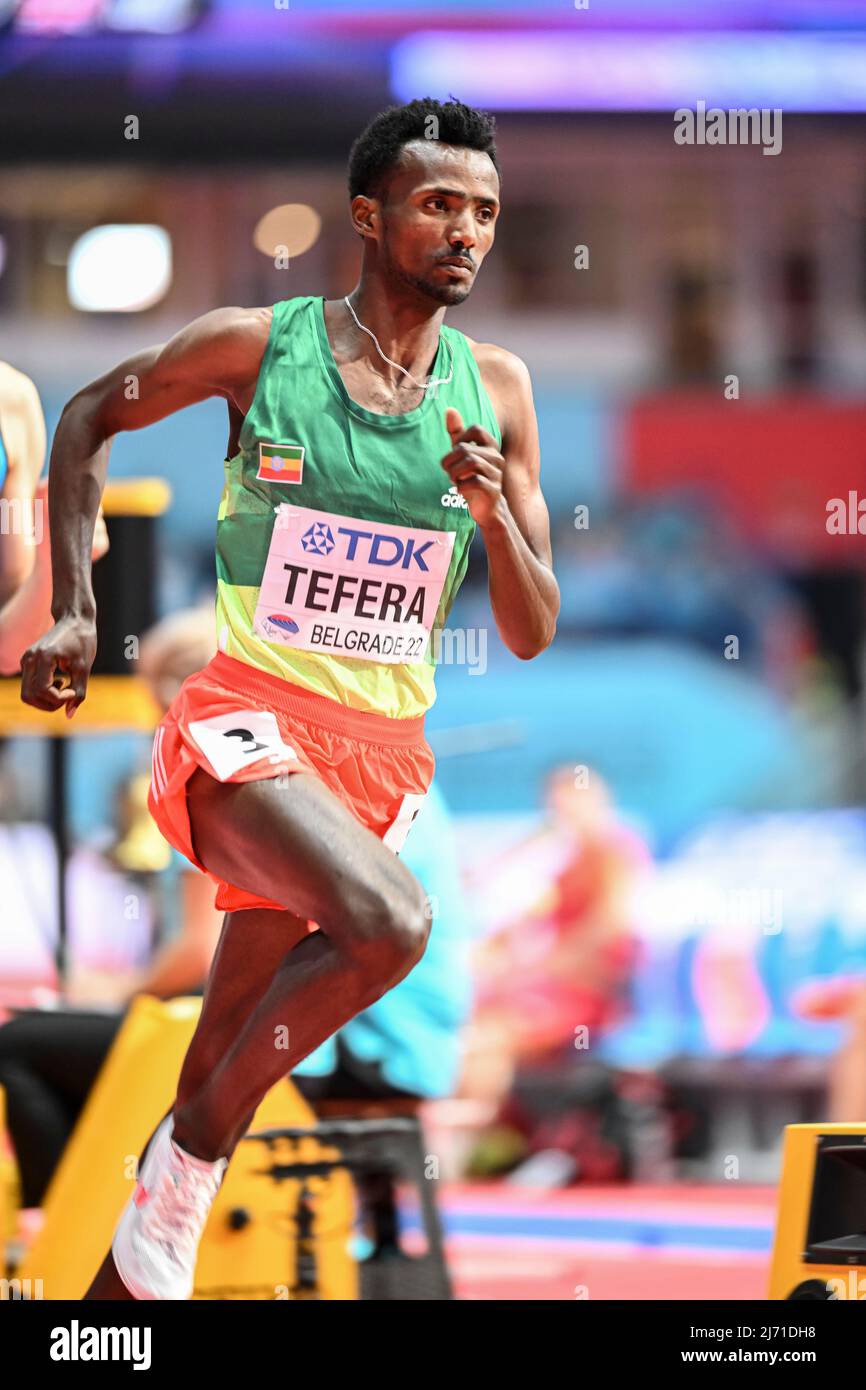 Samuel Tefera participating in the Belgrade 2022 World Indoor ...
