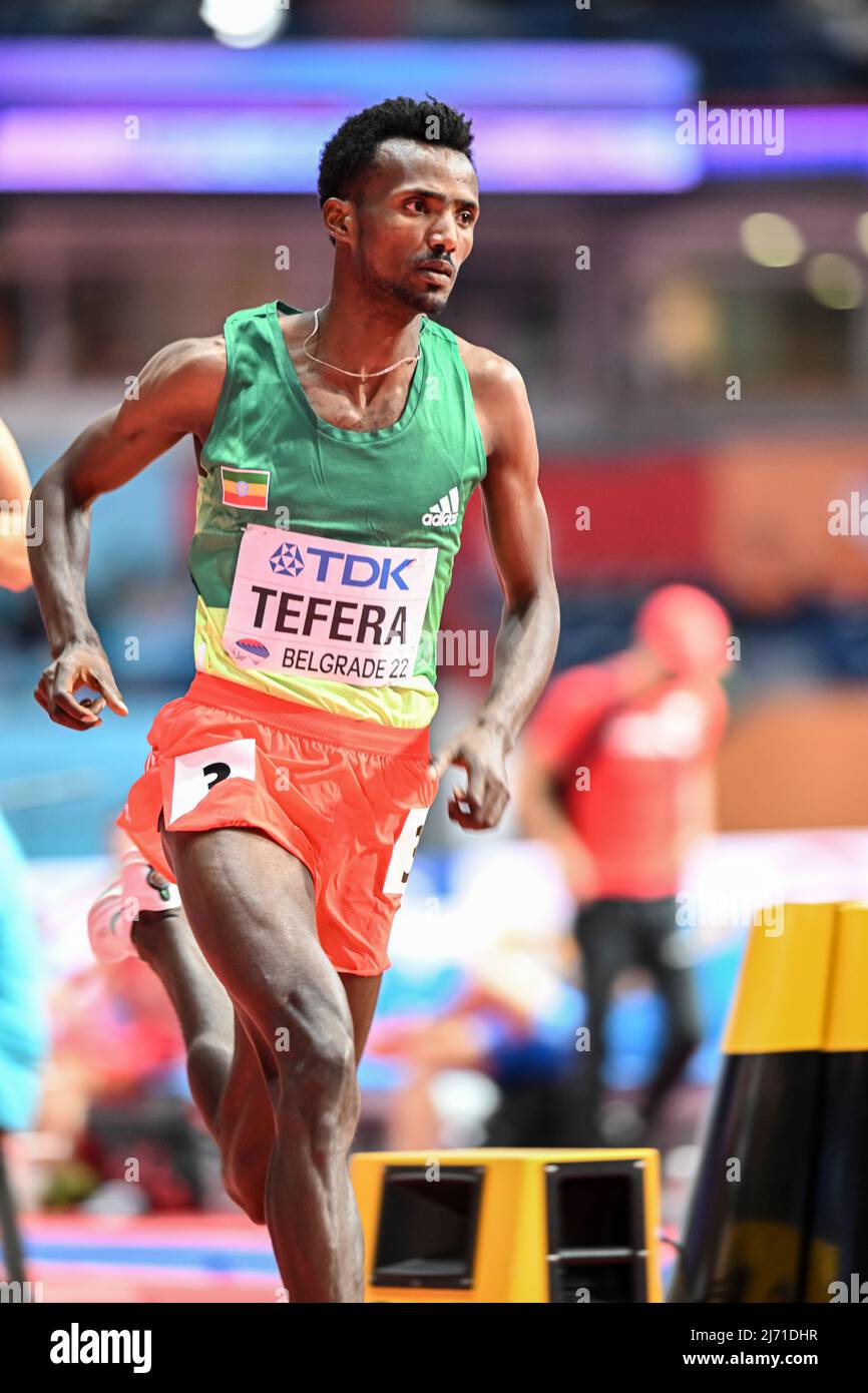 Samuel Tefera participating in the Belgrade 2022 World Indoor ...