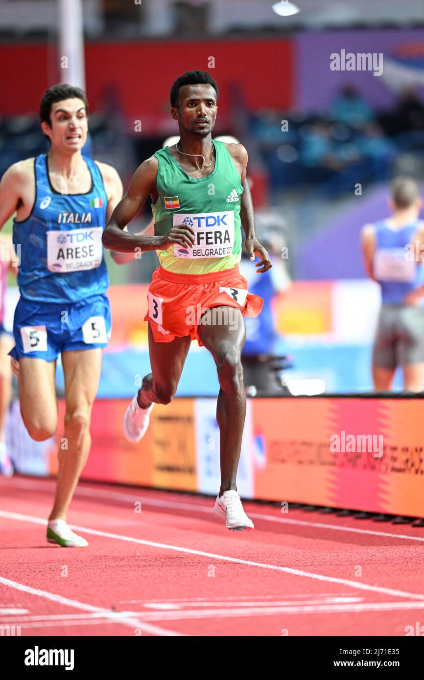 Samuel Tefera participating in the Belgrade 2022 World Indoor ...