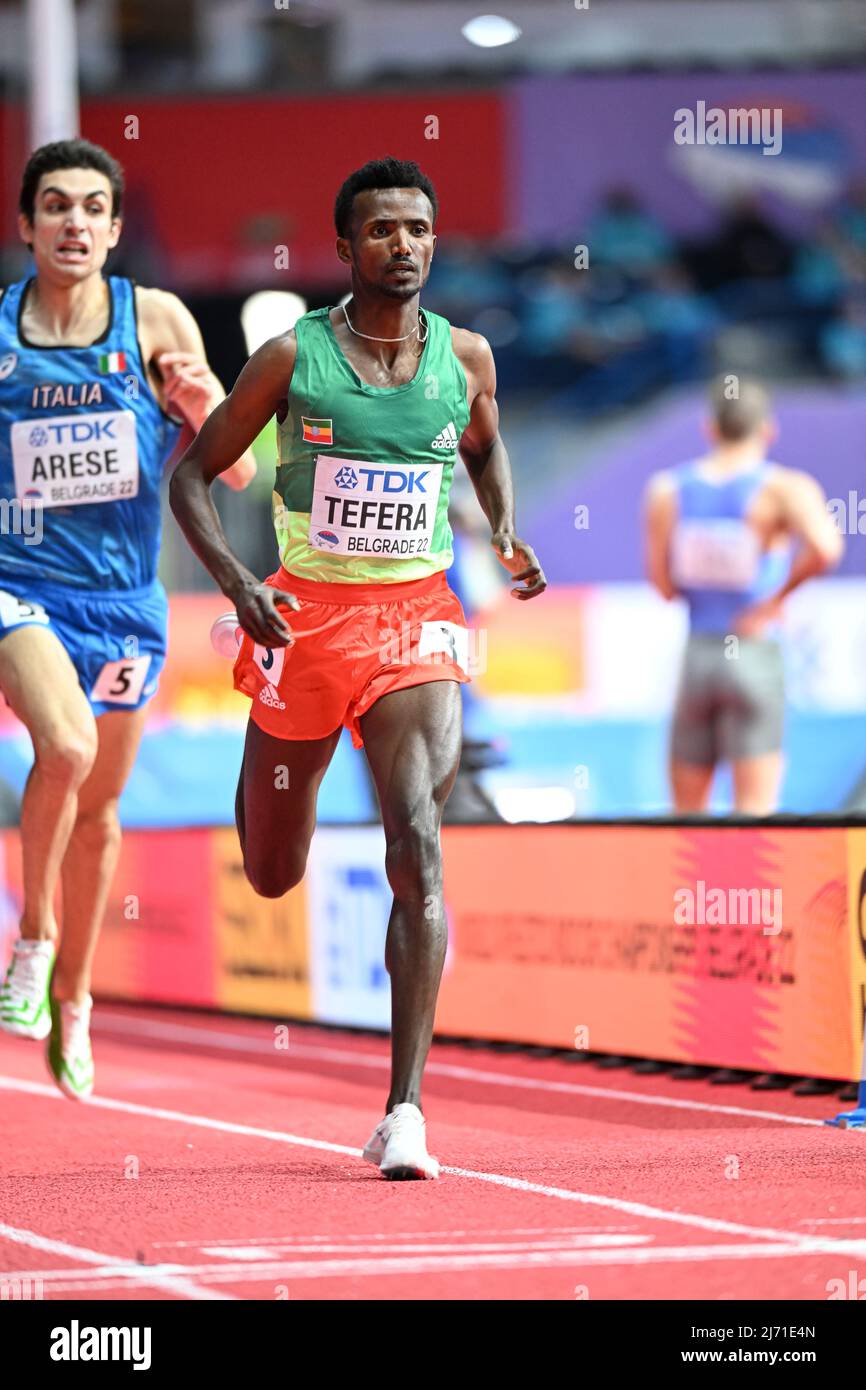 Samuel Tefera participating in the Belgrade 2022 World Indoor ...
