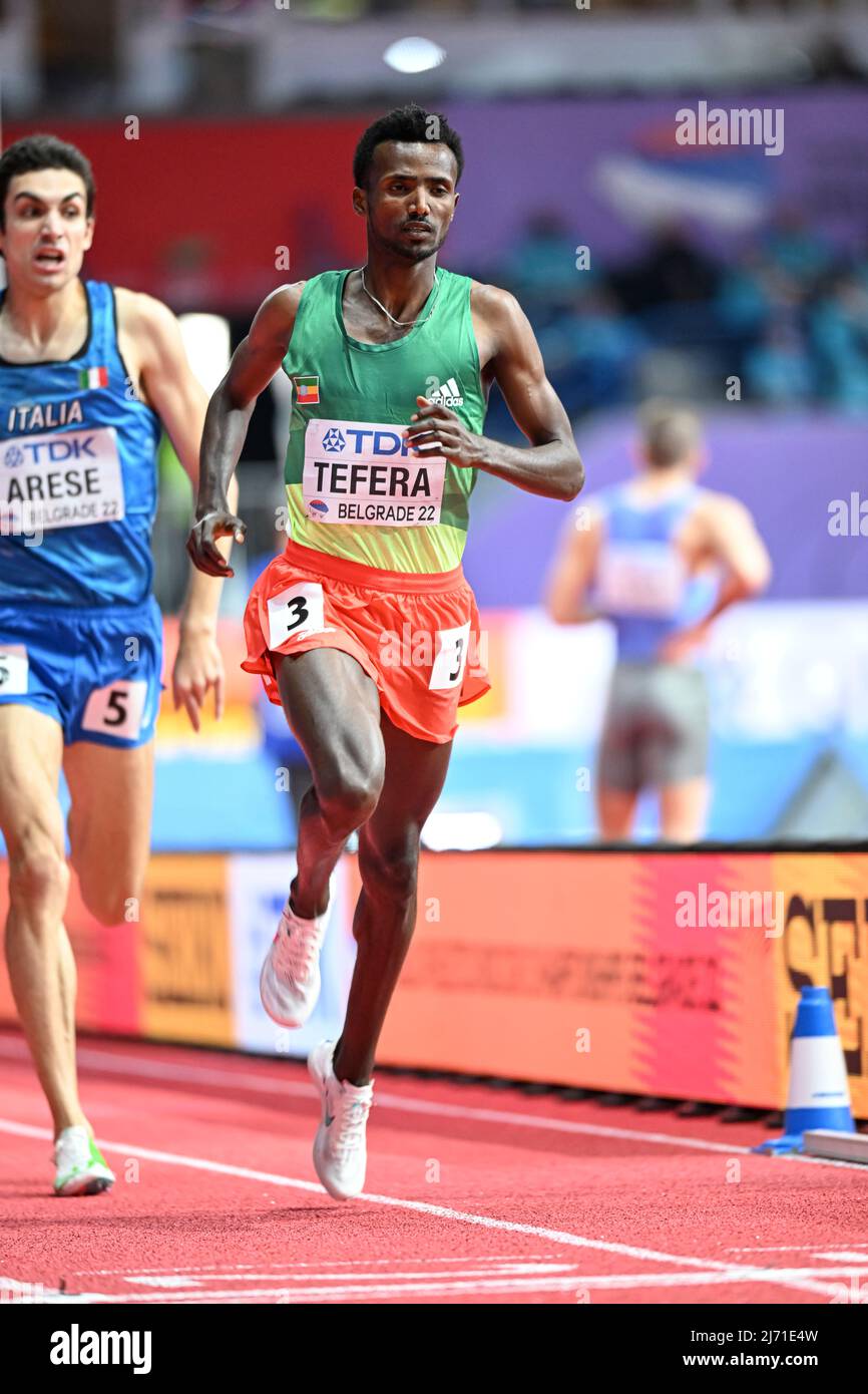 Samuel Tefera participating in the Belgrade 2022 World Indoor ...
