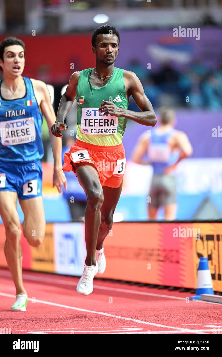 Samuel Tefera participating in the Belgrade 2022 World Indoor ...