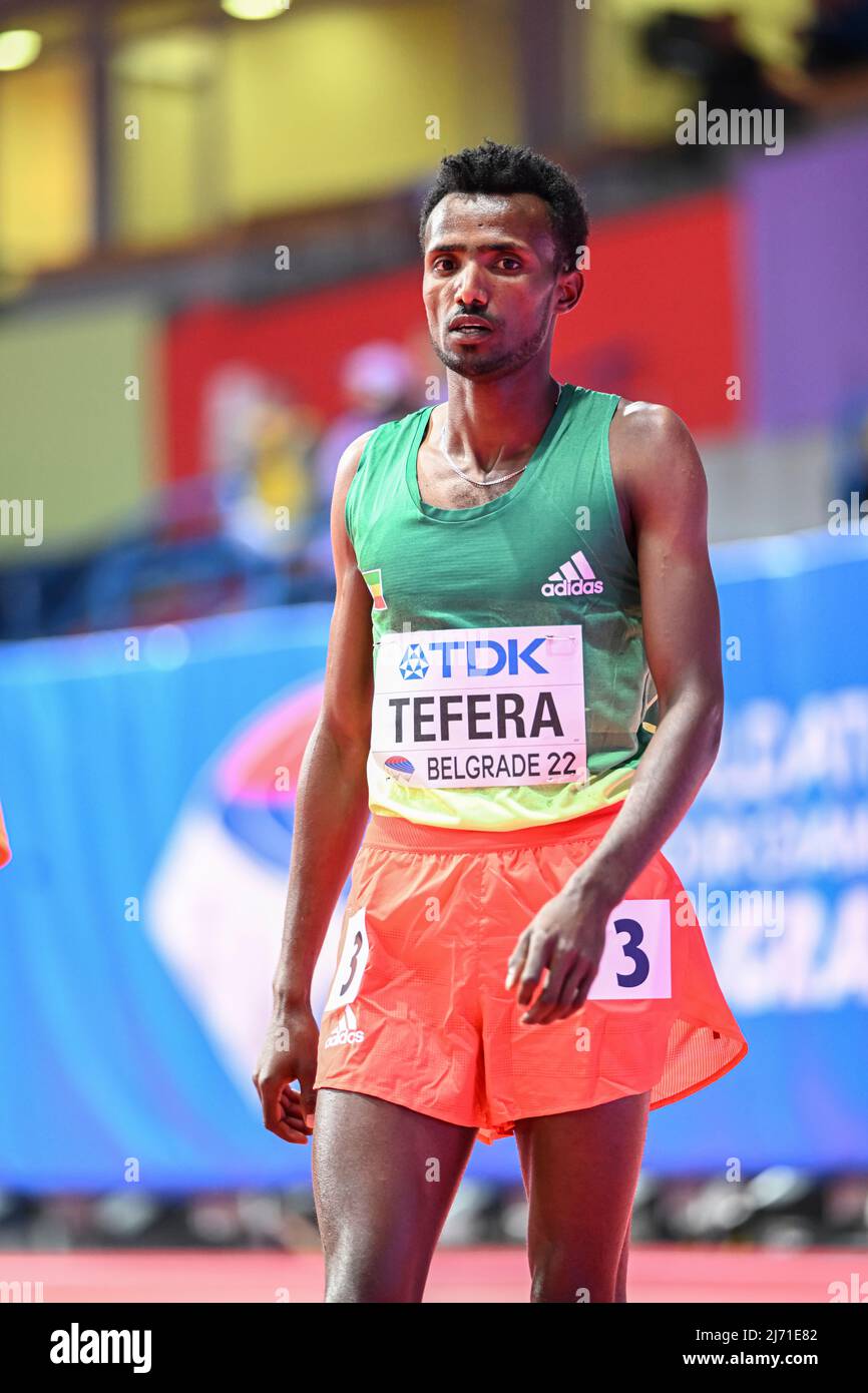 Samuel Tefera participating in the Belgrade 2022 World Indoor ...