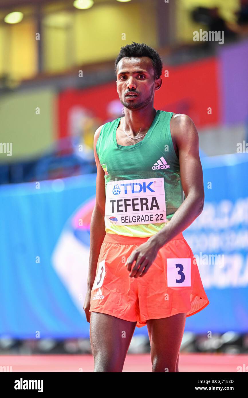 Samuel Tefera participating in the Belgrade 2022 World Indoor ...