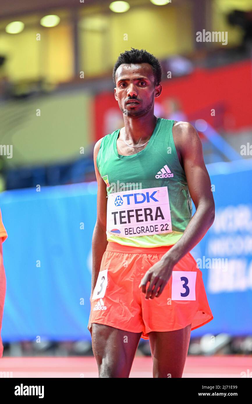 Samuel Tefera participating in the Belgrade 2022 World Indoor ...