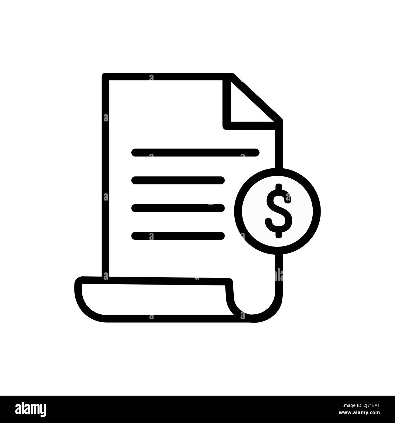 Invoice document line icon, outline vector sign, linear style pictogram ...