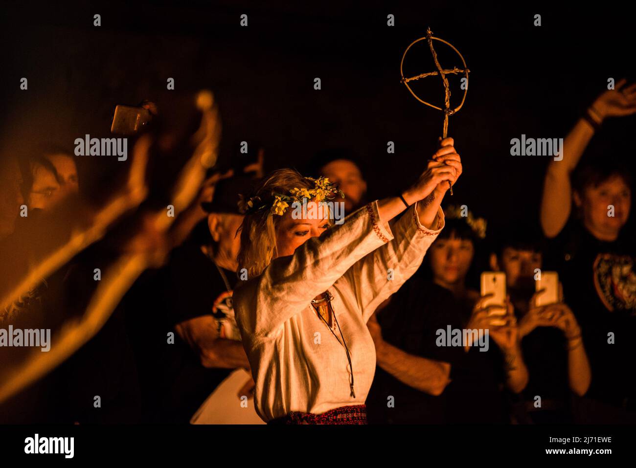 A member of the Asatru community seen during the ritual. The summer ...