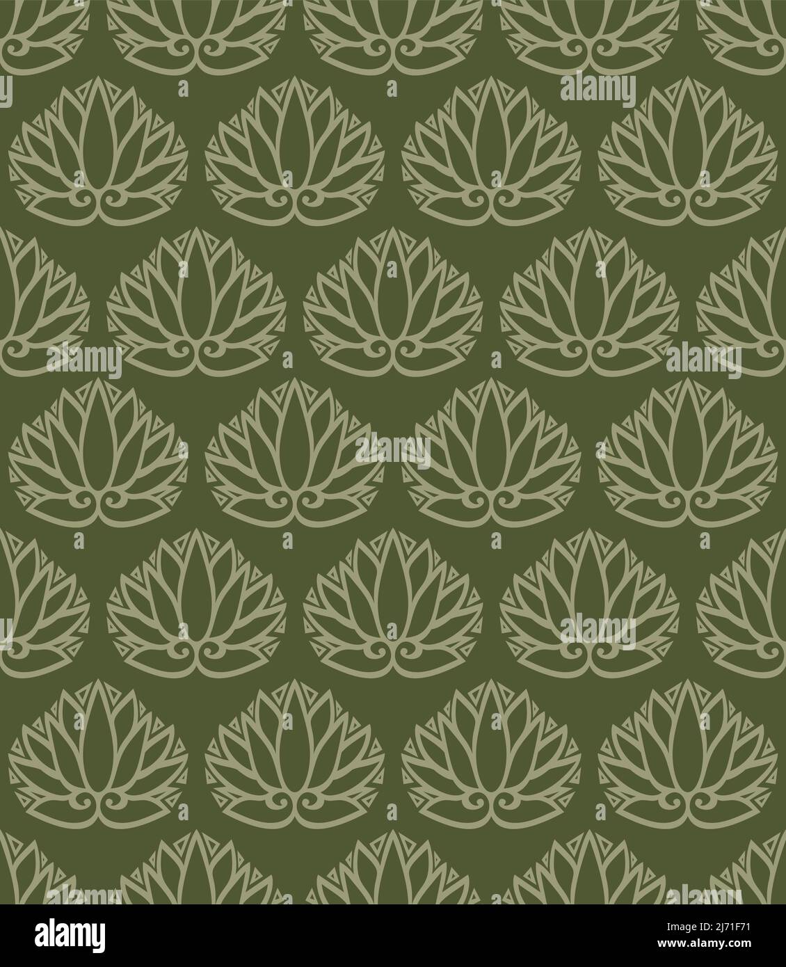 Japan style design flowers or leaves symbols seamless green texture or ...