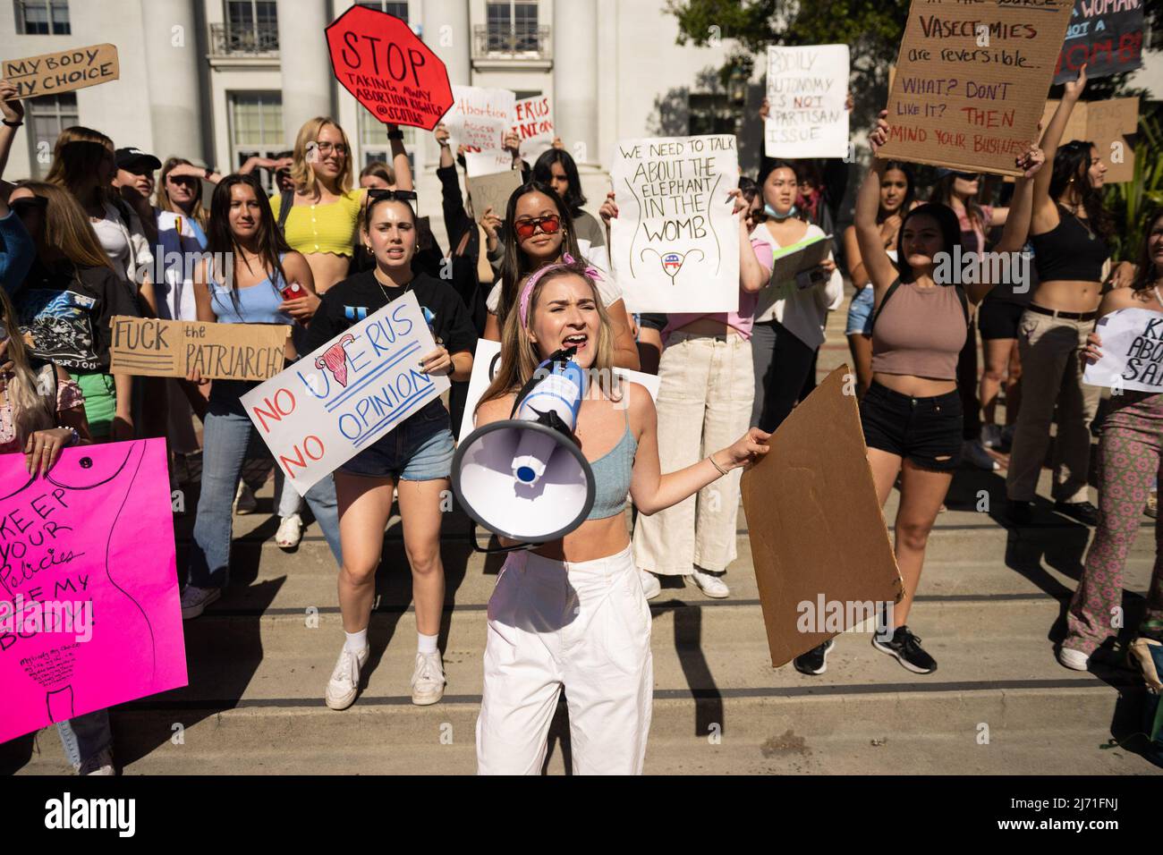 UC Berkeley Students protest on campus in response to leaked draft of ...