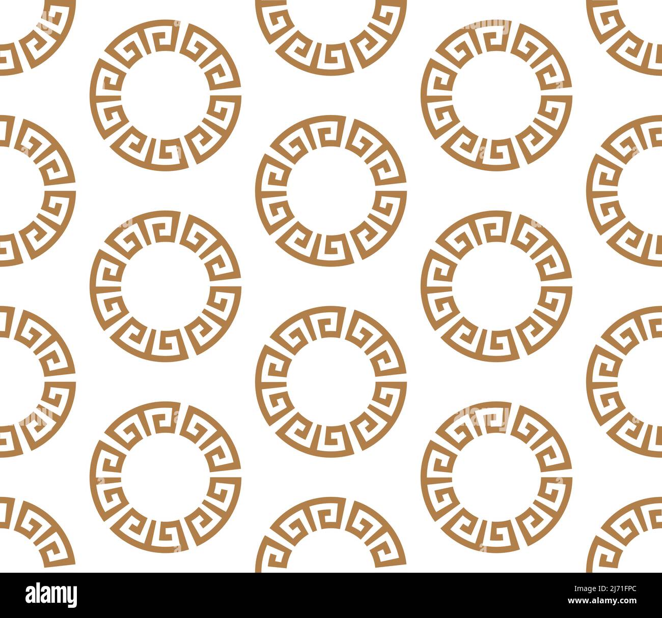 Circle greek seamless pattern with golden round meander borders Stock ...