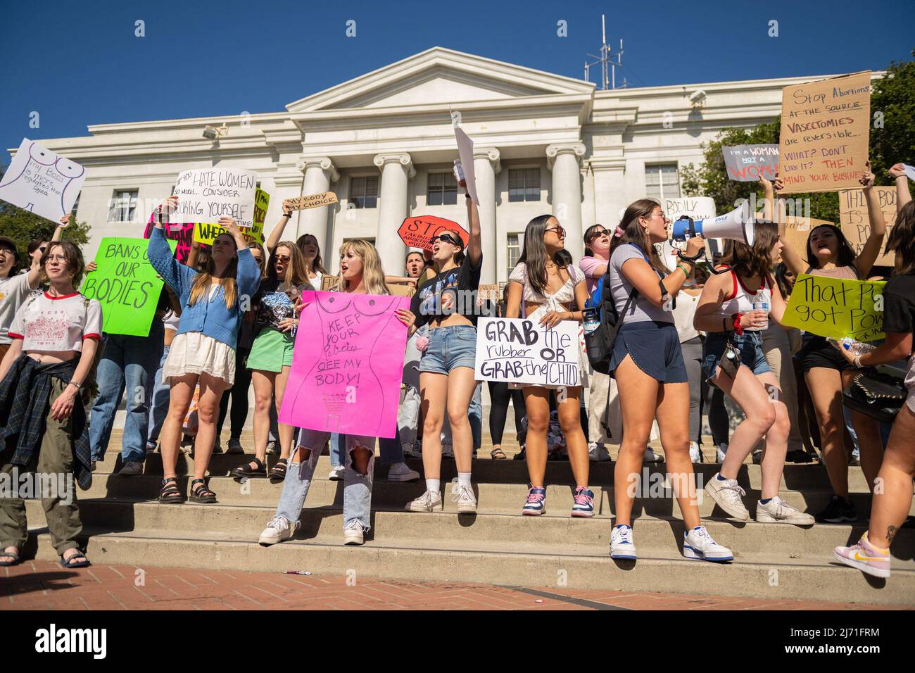 UC Berkeley Students protest on campus in response to leaked draft of ...