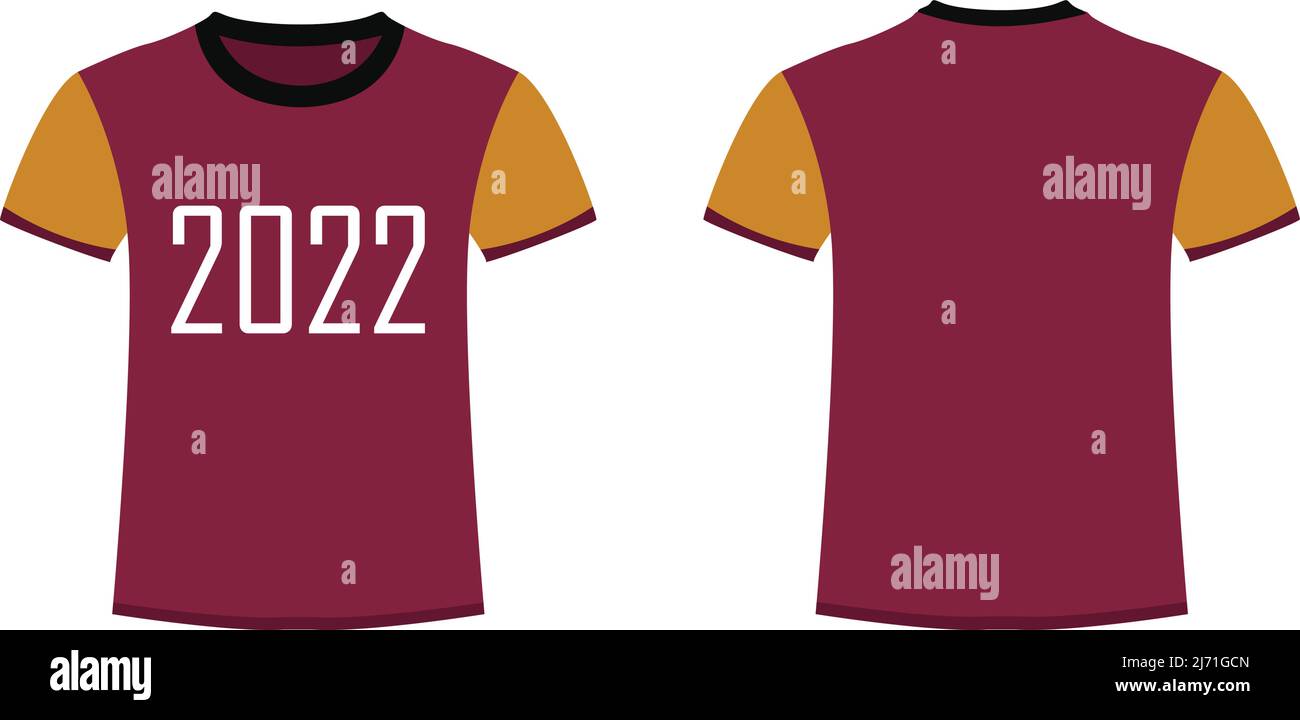 t-shirt design light dark red color t-shirt front and back view Stock ...