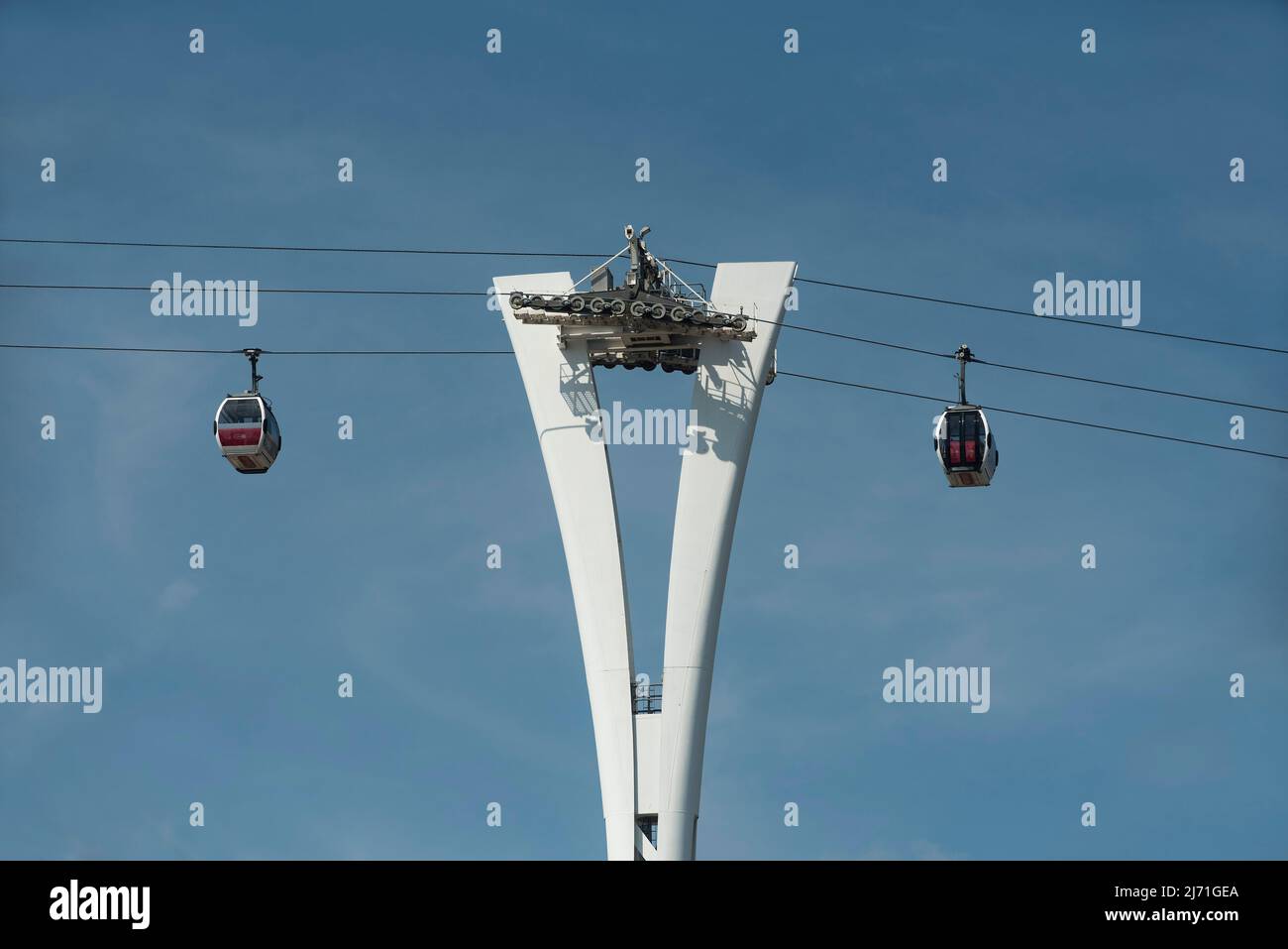 The Emirates cable car over The Thames between The Royal Docks and The ...