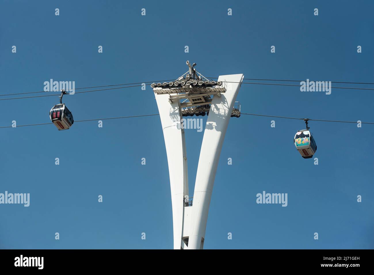 The Emirates cable car over The Thames between The Royal Docks and The ...