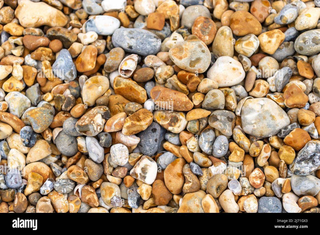 Coloured Pebbles on the Beach at Bexhill-on-Sea, East Sussex, England ...