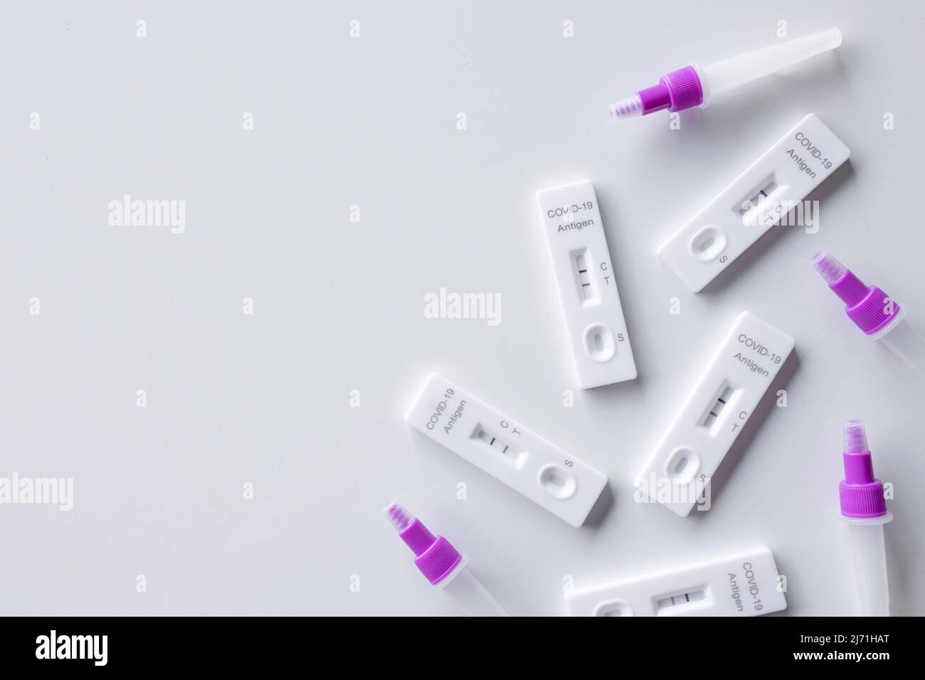 covid-19 positive test result. antigen (ATK) test kit on white ...