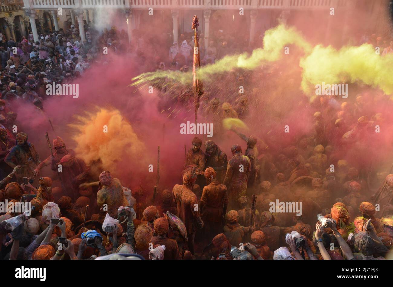 Celebration of Holi in Uttar Pradesh, India Stock Photo - Alamy