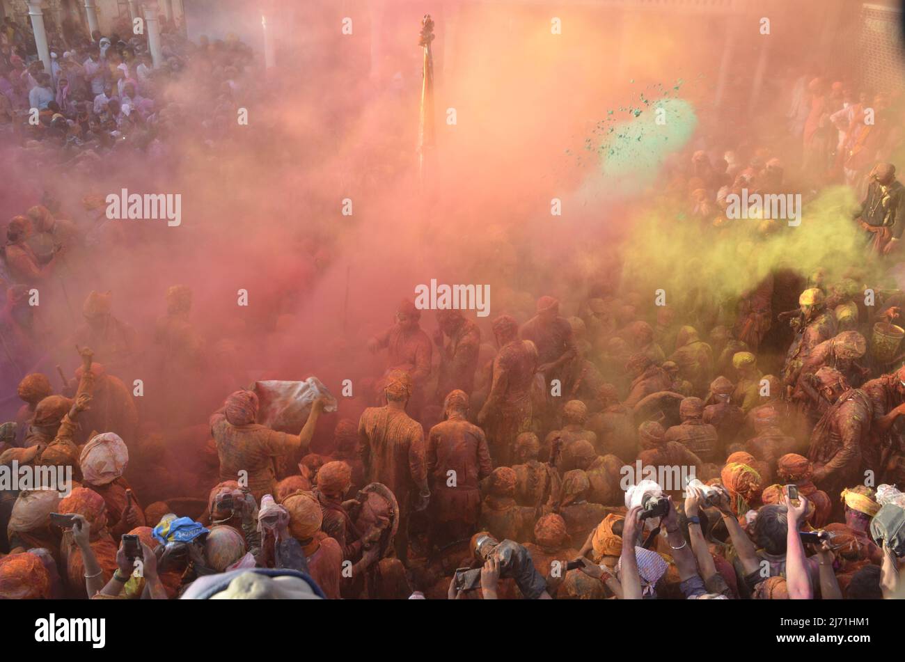 Celebration of Holi in Uttar Pradesh, India Stock Photo - Alamy