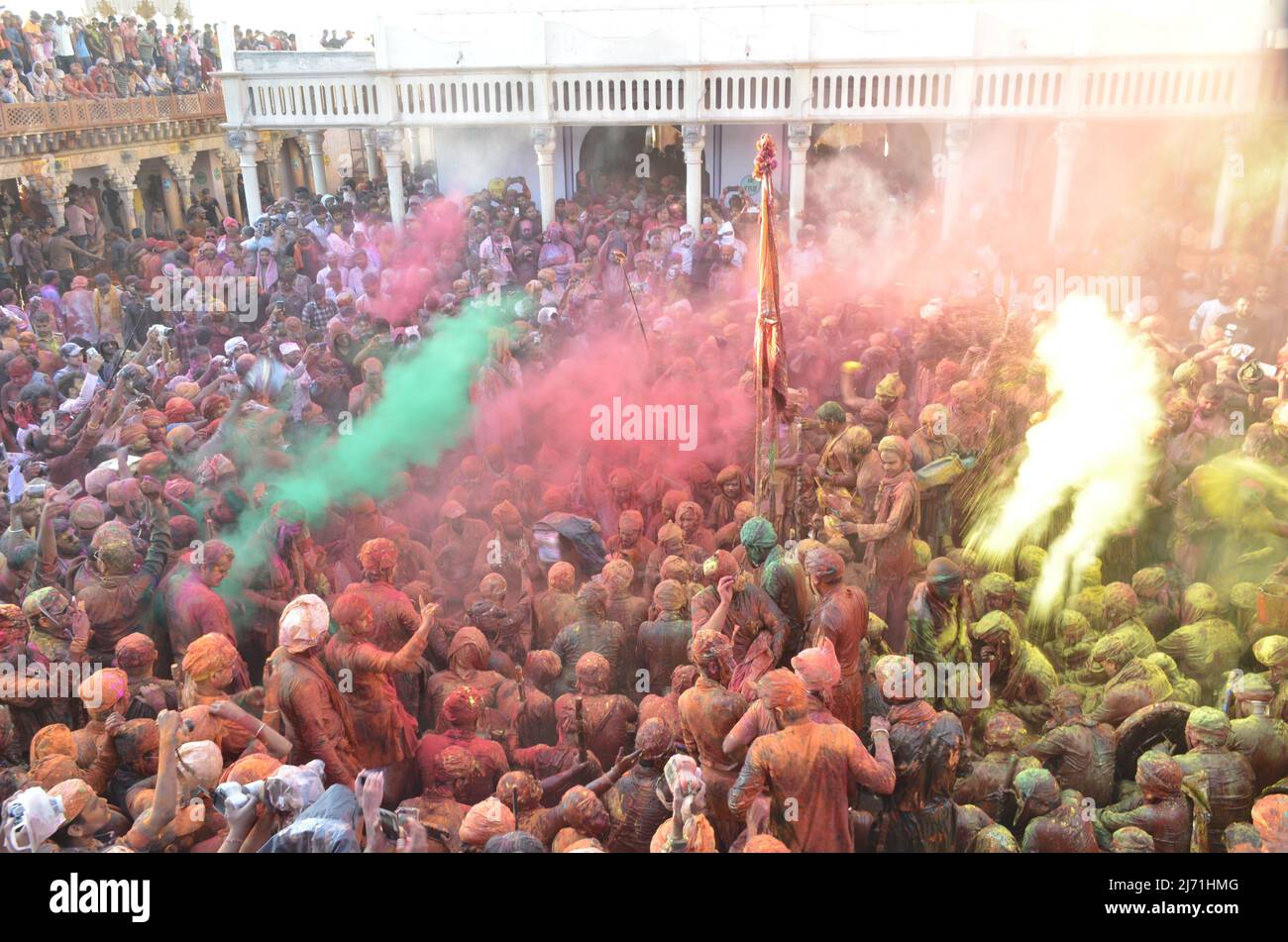 Celebration of Holi in Uttar Pradesh, India Stock Photo - Alamy