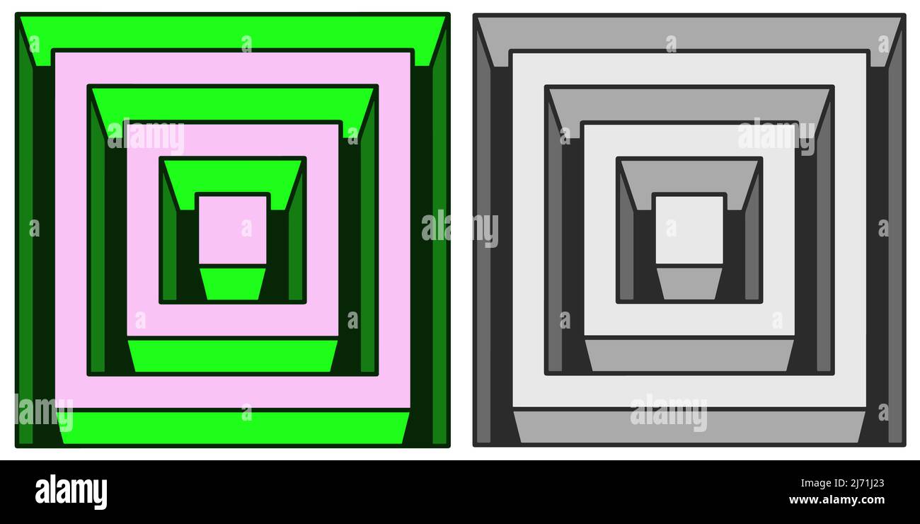 Vector image of an illusion of square volumetric labyrinths Stock Photo ...