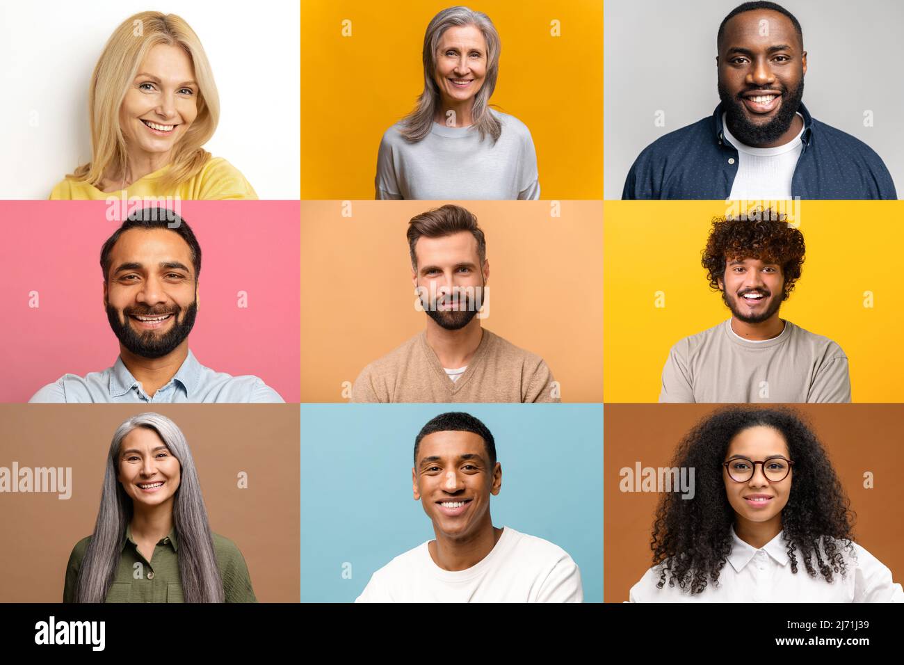 A lot of diverse multiracial people on the screen isolated on multi ...