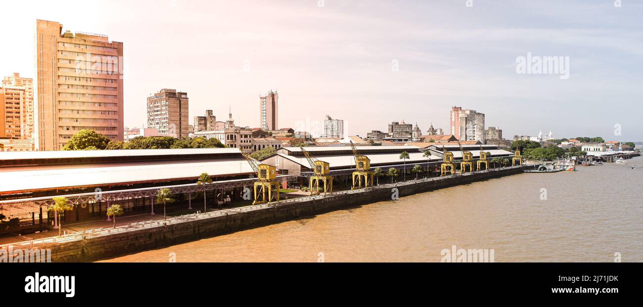 Aerial panoramic view of Estação das Docas, landmark of Belém do Pará ...