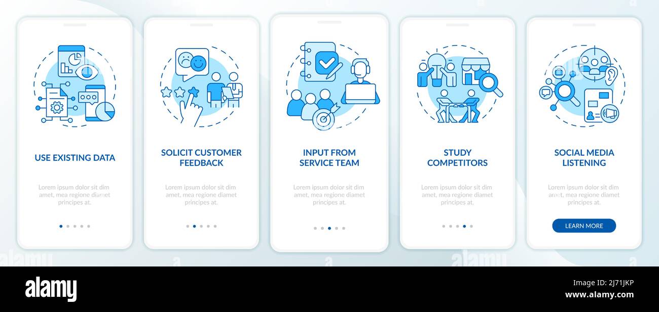 Identifying Customer Needs Blue Onboarding Mobile App Screen Stock Vector Image And Art Alamy