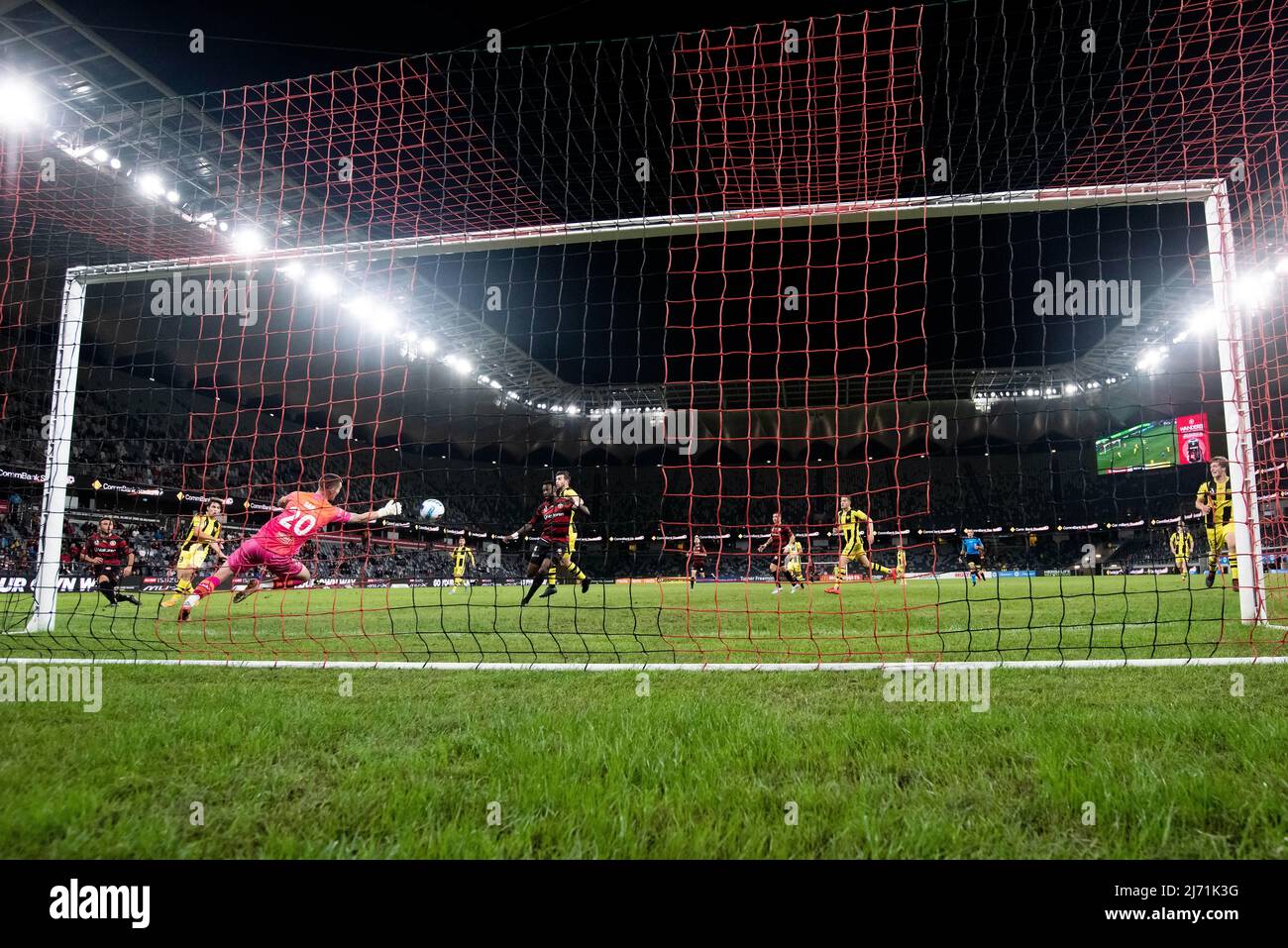 SYDNEY, AUSTRALIA - MAY 05: Oliver Sail of Wellington Phoenix dives for ...