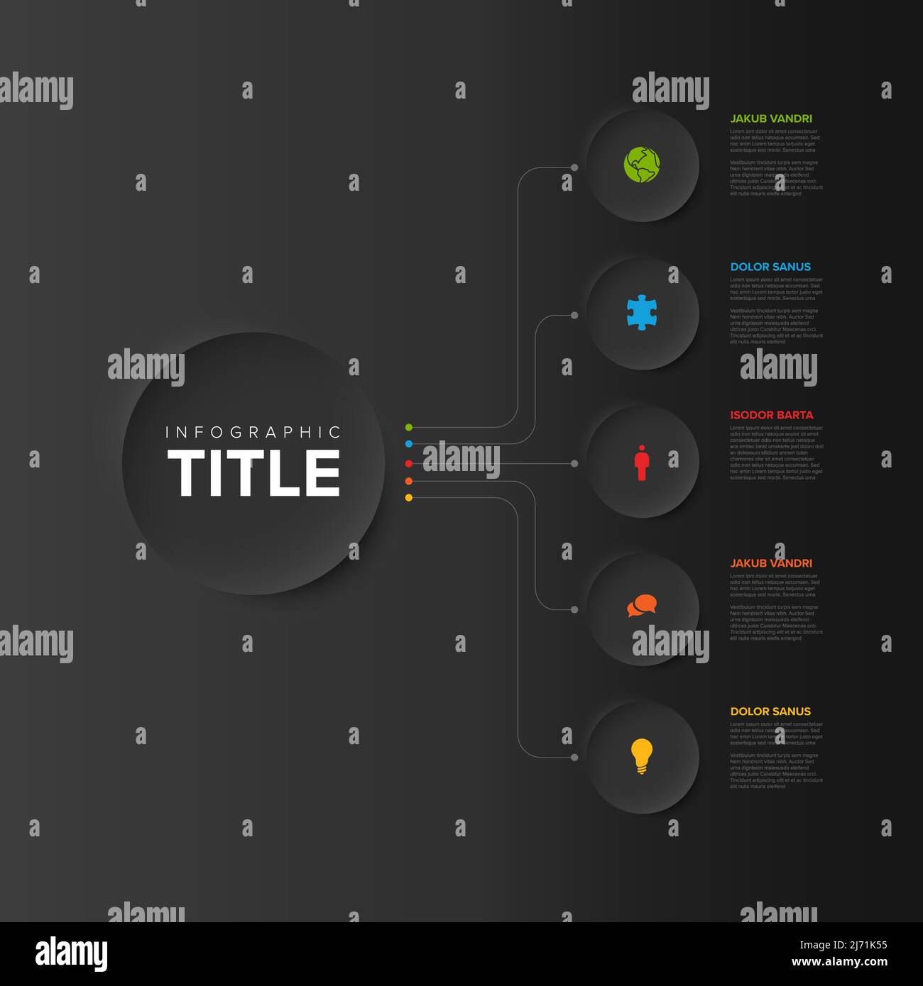 Vector multipurpose Infographic template with title in big circle and ...