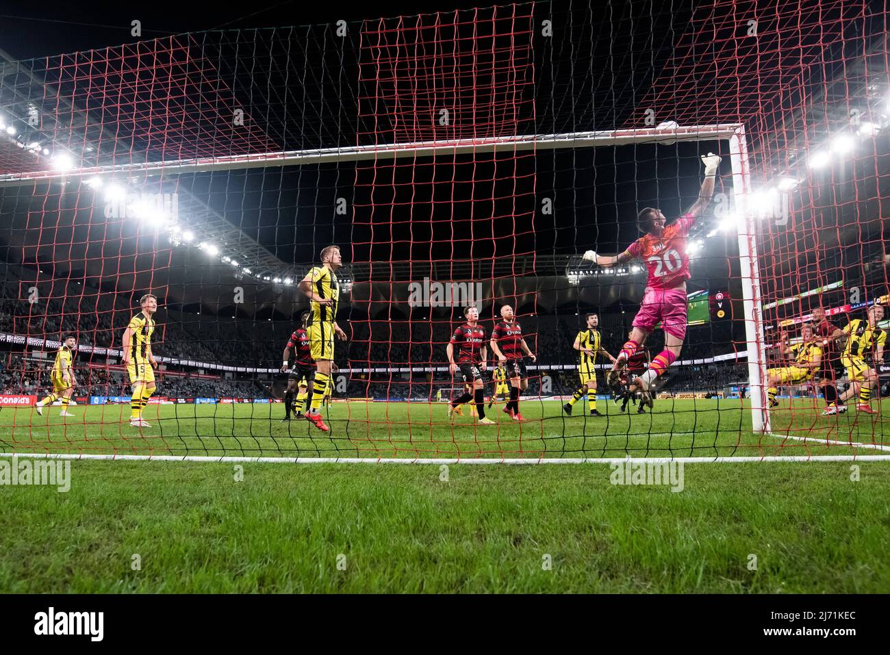 SYDNEY, AUSTRALIA - MAY 05: Oliver Sail of Wellington Phoenix dives for ...