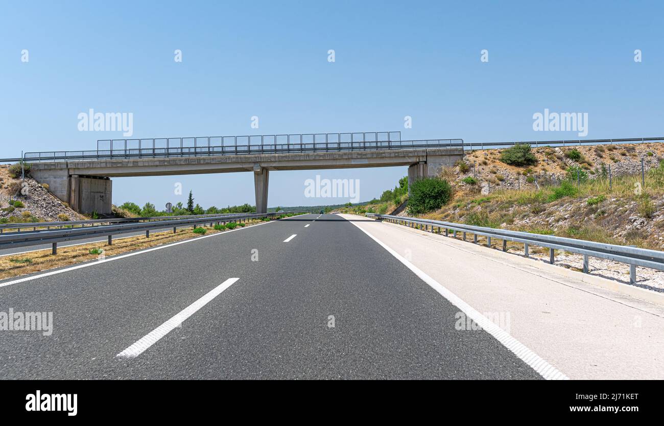Highway bridge and cars on the road Stock Photo - Alamy