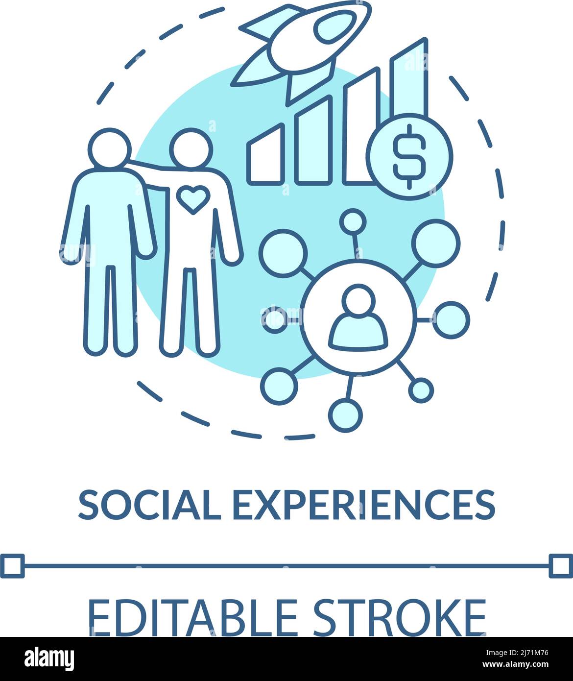 Social experiences turquoise concept icon Stock Vector Image & Art - Alamy